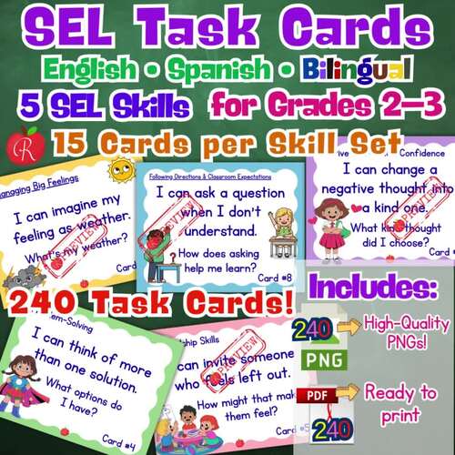 SEL Task Cards for Grades 2–3 | English • Spanish • Bilingual ...
