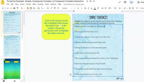 DIGITAL SIMPLE, COMPOUND, COMPLEX, & COMPOUND-COMPLEX SENTENCES Activities