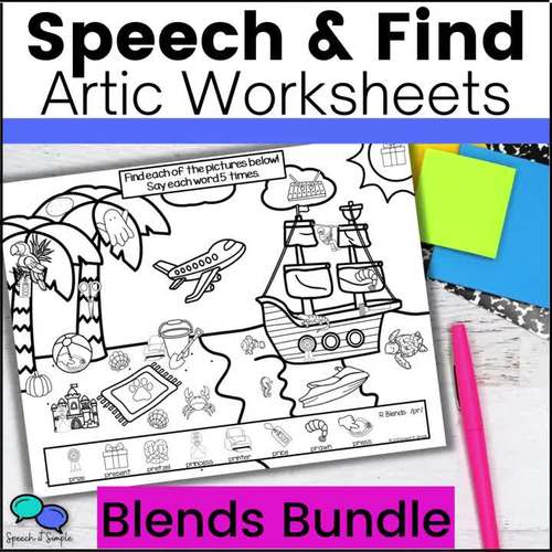 Speech and Find - S - R - L Blends - Articulation Worksheets - Homework ...