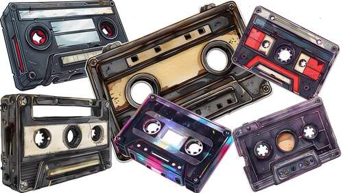 Watercolor Cassette Tapes Clipart Set of 20 Files by ArtisticTimberStudio
