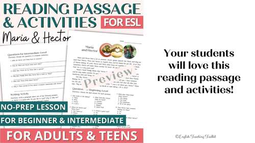 Adult ESL Reading Comprehension Passage Questions & Activities - Hector ...