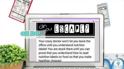 Nutrition Label Activity for Middle School - Food Label Digital Escape Room
