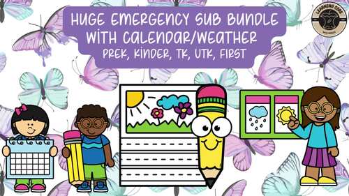 Emergency Sub Printables Mega Bundle PreK Kindergarten First TK UTK January