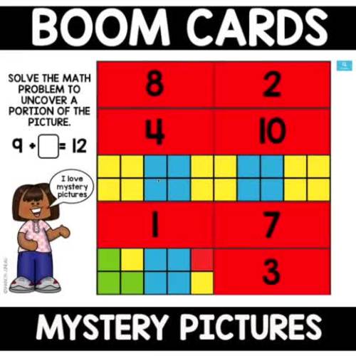 Missing Addends Mystery Pics Boom Cards No Prep 1st Grade Math Centers