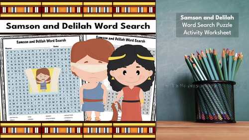 Samson and Delilah Word Search Bible Puzzle Activity Worksheet | TPT