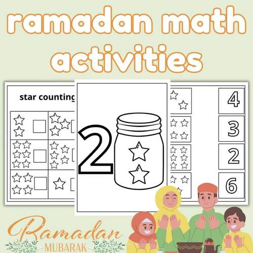 RAMADAN MATH ACTIVITY COLOR BY NUMBER (Preschool) 0-10 ages 3-5.