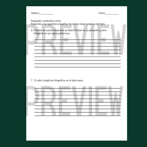 Científico Albert Einstein-Biografía- Pasaje de lectura y Comprensión ...