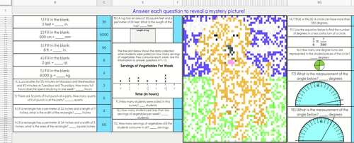 Digital Math Pixel Art Mystery Picture 4th Grade Domain Reviews Math ...
