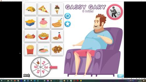 Digital Editable Gassy Gary Fart Game for No Print Speech Teletherapy or iPad