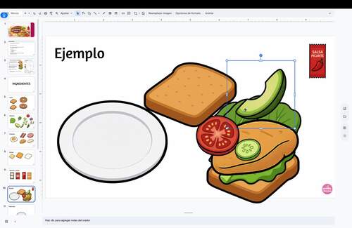 Spanish Food Activity | Build a Sandwich | Writing & Speaking Google Slides