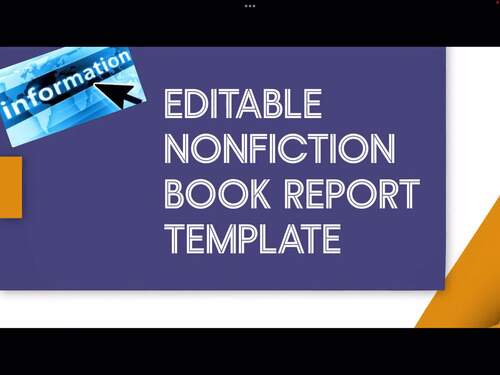 Book Report Project-Nonfiction Editable Templates-PowerPoint | TPT