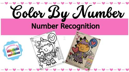 Valentine Color By Number, Number Recognition Worksheet by Curriculum ...