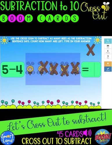 Subtraction to 10_Cross out_Spring Bees_Boom Cards™ by Smart Land ...