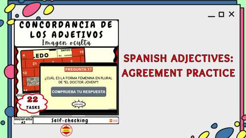 Spanish Adjectives Agreement Practice Digital Game Concordancia de ...