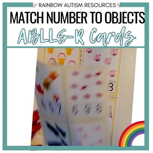 Matching Numbers to Objects Photo Picture Cards Aligned with ABLLS R8