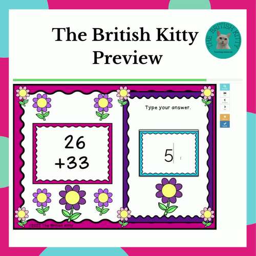 2 Digit Addition To 100 Without Regrouping Boom Cards™ by The British Kitty