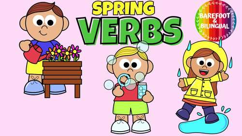 Spring Verbs Clipart - Grammar Spring Clipart - Spring Activities Clipart