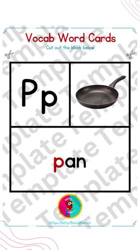 Kindergarten Vocabulary Cards | Letter P | Phonics | Writing | Reading