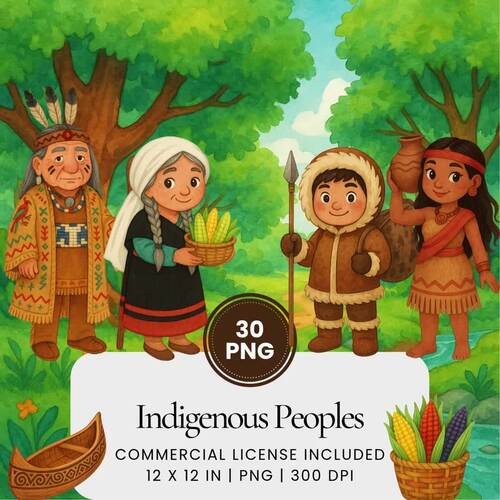 Indigenous Peoples of North America Clipart Bundle by Ikota Design