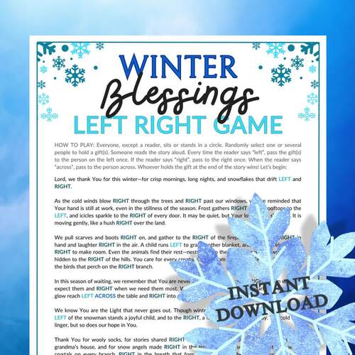 Winter Blessings Left Right Game: Christian Group Story Activity