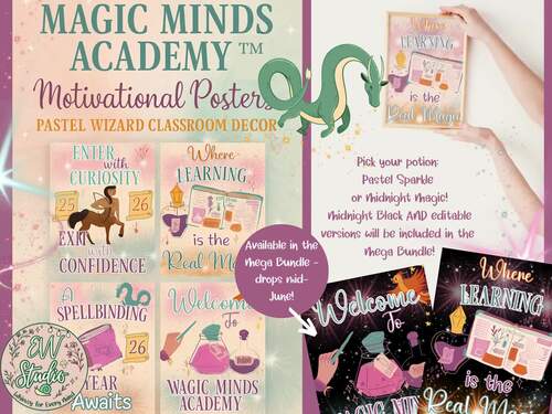 Magic Minds Academy™ Motivational Poster Set | Pastel Wizard Classroom ...