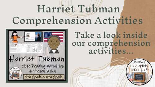 Harriet Tubman Close Reading Comprehension Activities | 5th Grade & 6th ...