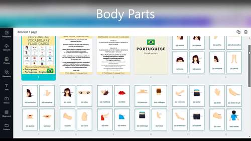 PORTUGUESE body parts FLASH CARDS | body parts portuguese english ...