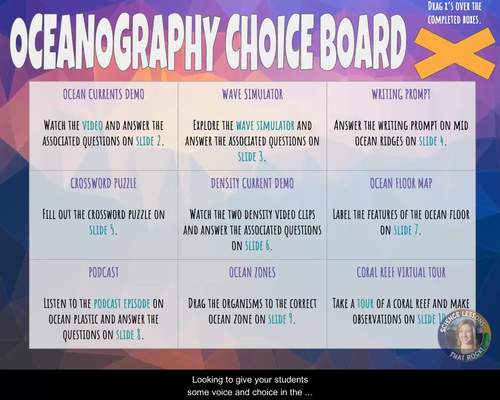 Oceanography Digital Choice Board by Science Lessons That Rock | TPT