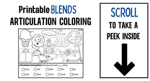 Blends Articulation Coloring Sheets for Speech Therapy by Jennie's ...