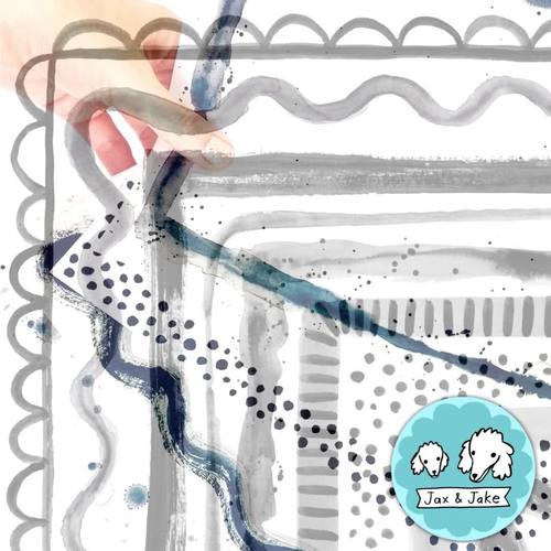 Black and White Watercolor Border Clipart - BW Doodle Frames PNG