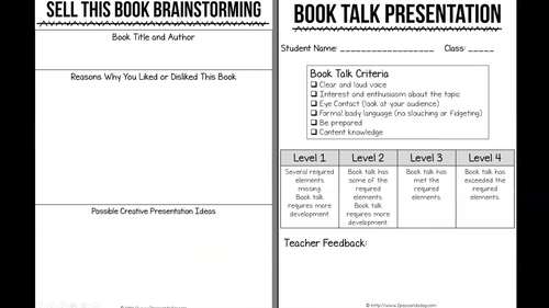 Book Talk Assignment by 2peasandadog | TPT