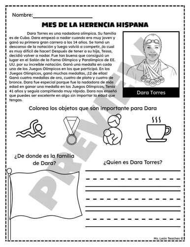 Hispanic Heritage Month Icons Worksheets - Bilingual Resource | TPT