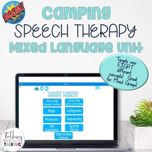 Thematic Camping Mixed Language Speech Therapy Boom Deck | TpT
