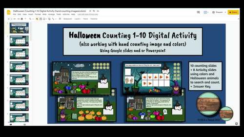 Halloween Themed Counting 1-10 Digital Click and Drag Activities