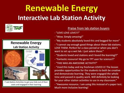 Renewable Energy - Lab Station Activity by Teach With Fergy | TPT