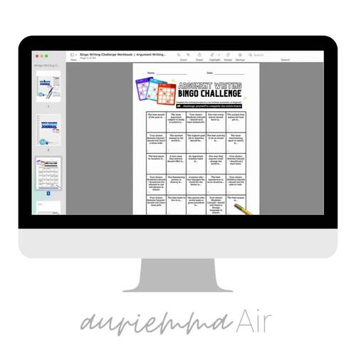 Bingo Writing Challenge Workbook | Argument Writing Activity Journal