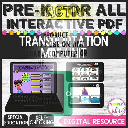 Transportation Unit | Special Education l Interactive PDF l PREK FOR ALL
