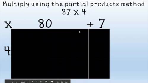 Partial Products 2 Digit by 1 Digit Google Classroom™ Digital Flash Cards