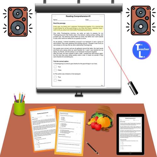 Thanksgiving Reading Comprehension Passages and Questions 2nd, 3rd Grade