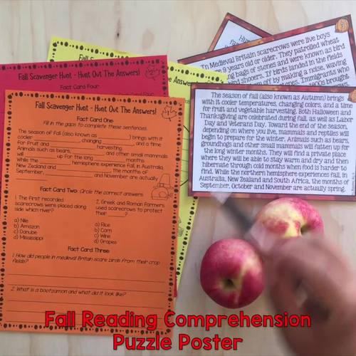 Fall Reading Comprehension Passages and Activities | Pumpkin Puzzle ...