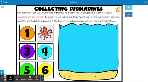 Boom™ Cards Collecting Submarines Open-Ended Activity for Speech Therapy