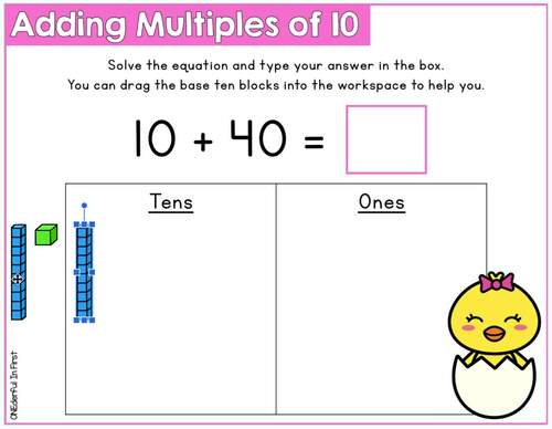 Spring Adding and Subtracting Multiples of 10 for Google Slides | TPT
