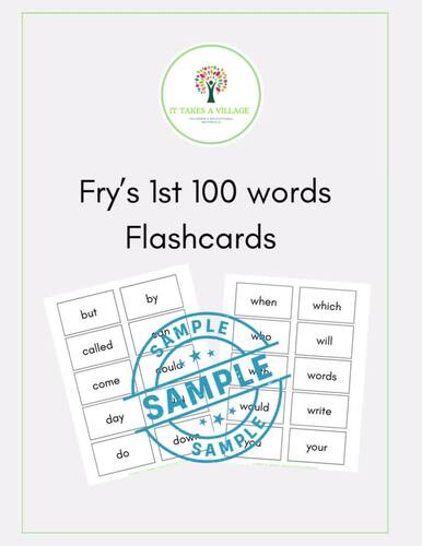 Sight words-Fry's 1st 100 words Flashcards | TPT