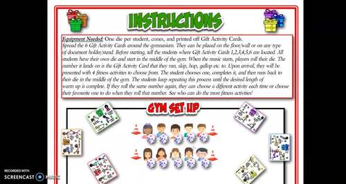 Christmas PE Warm Up (Roll-A-Gift Fitness) by Jags' Den PE Resources