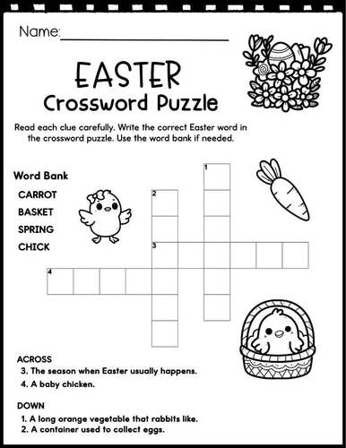 Easter Crossword Puzzle | Spring Vocabulary Activity|No Prep Printable ...