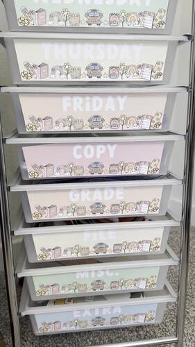 Groovy Brights Rolling Cart Labels – Retro Pastel Teacher Trolley ...