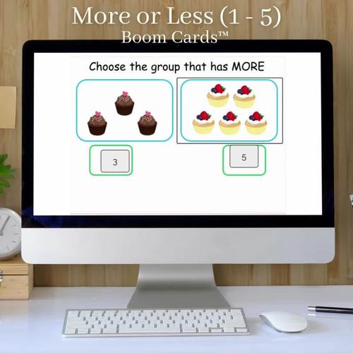 More or Less (1 - 5) - Boom Cards™ Speech Therapy Distance Learning