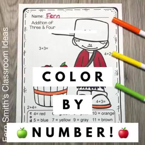 Fall Color By Number Addition Subtraction Multiplication Division Bundle
