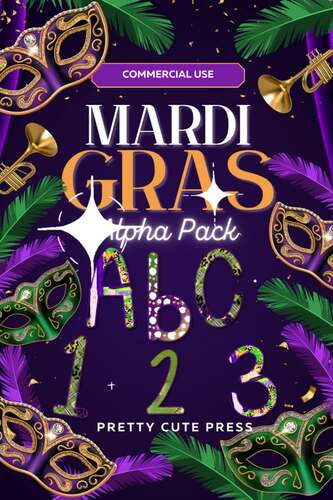 Mardi Gras Doodle Letters Bundle: Vibrant Classroom Decor & Sublimation ...