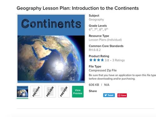 Geography Lesson Plan: Introduction to the Continents by Social Studies ...